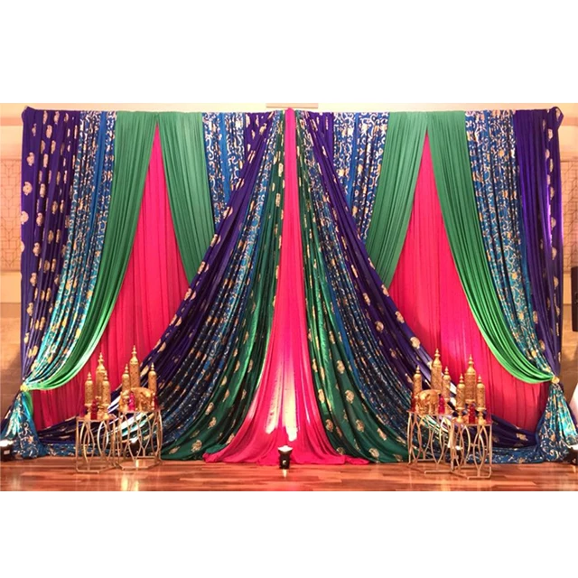 Wedding Mehndi/sangeet Event Multicolor Backdrops Muslim Wedding Henna ...