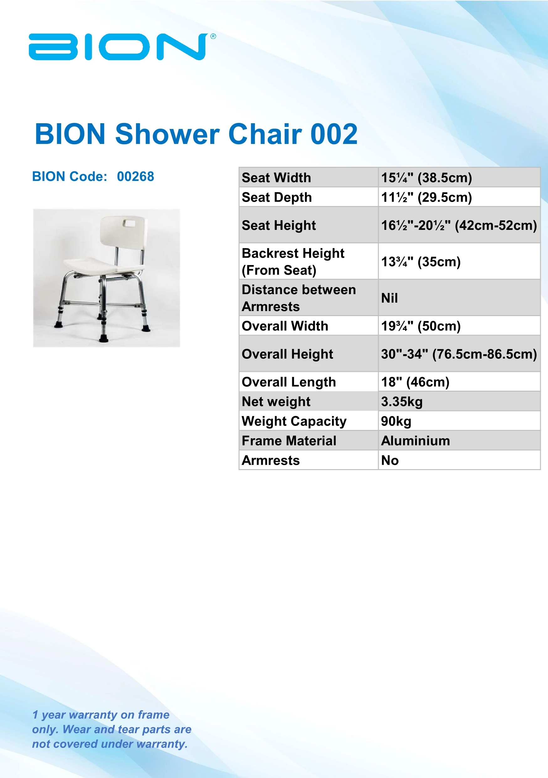 Bion Shower Chair 002 From Singapore Aluminium Manual Portable Shower ...