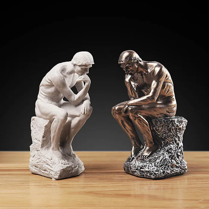 10" Resin the Thinker Statue - Famous Thinking Man Sculptures