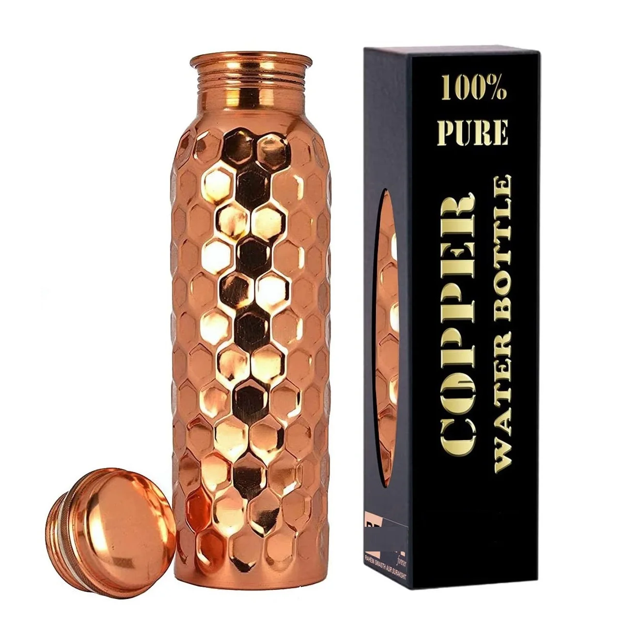 100% Pure & Handmade Copper Water Bottles Set 1 Copper Water Bottle ...