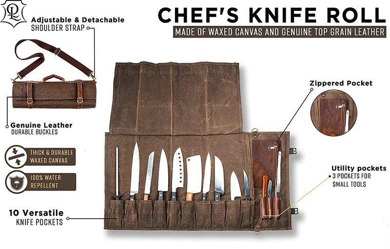 Custom Portable Kitchen Boning Leather Knives Bags Knife Set Culinary ...