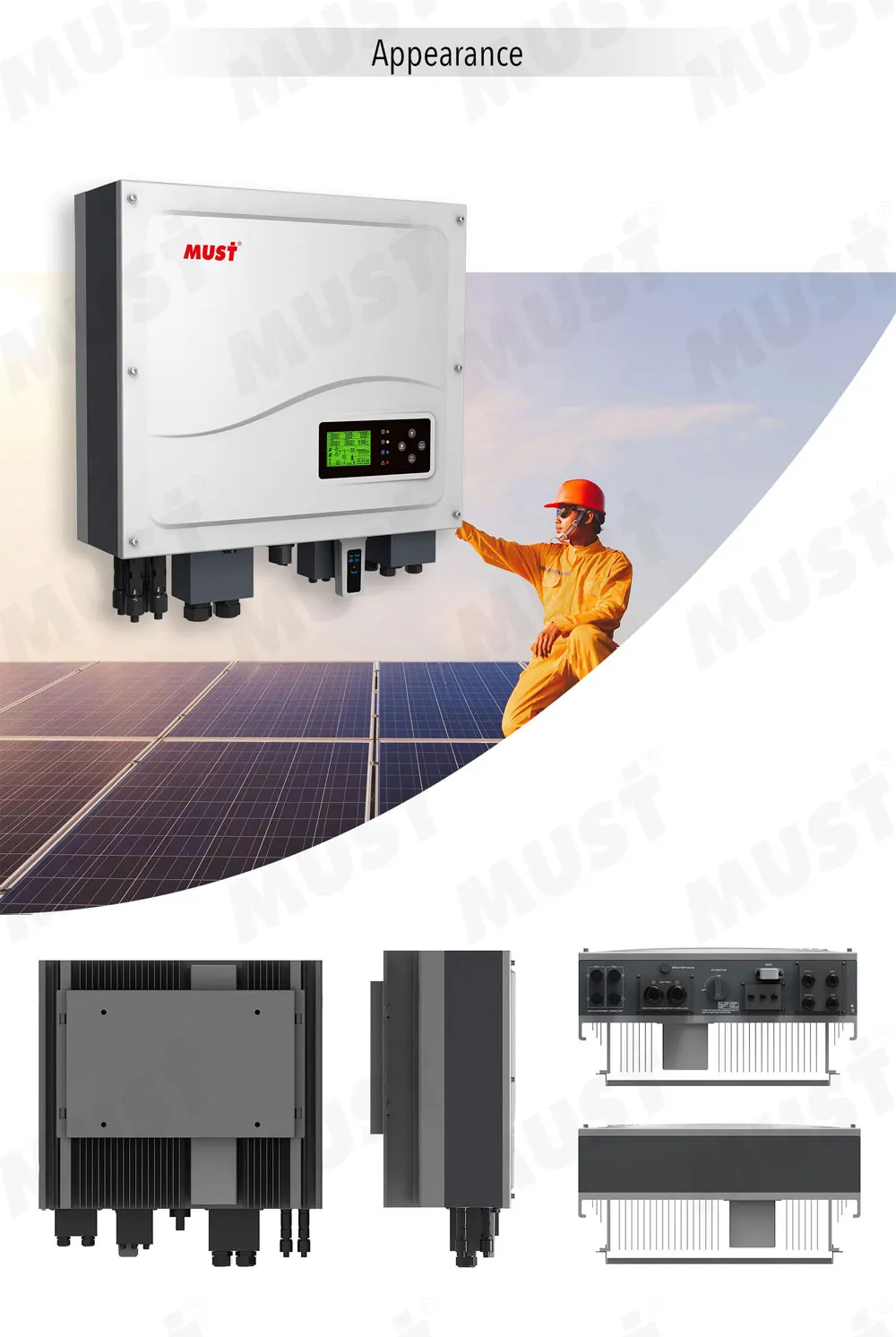 Must Ip65 Inverter Solar System 5kw 6kw Hybrid 48v High Voltage Hybrid ...