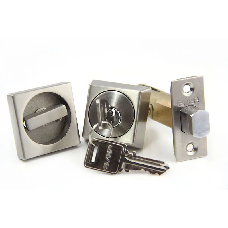 Entry Pocket Door Lock With Key,Matte Black Pocket Door Hardware Latch ...