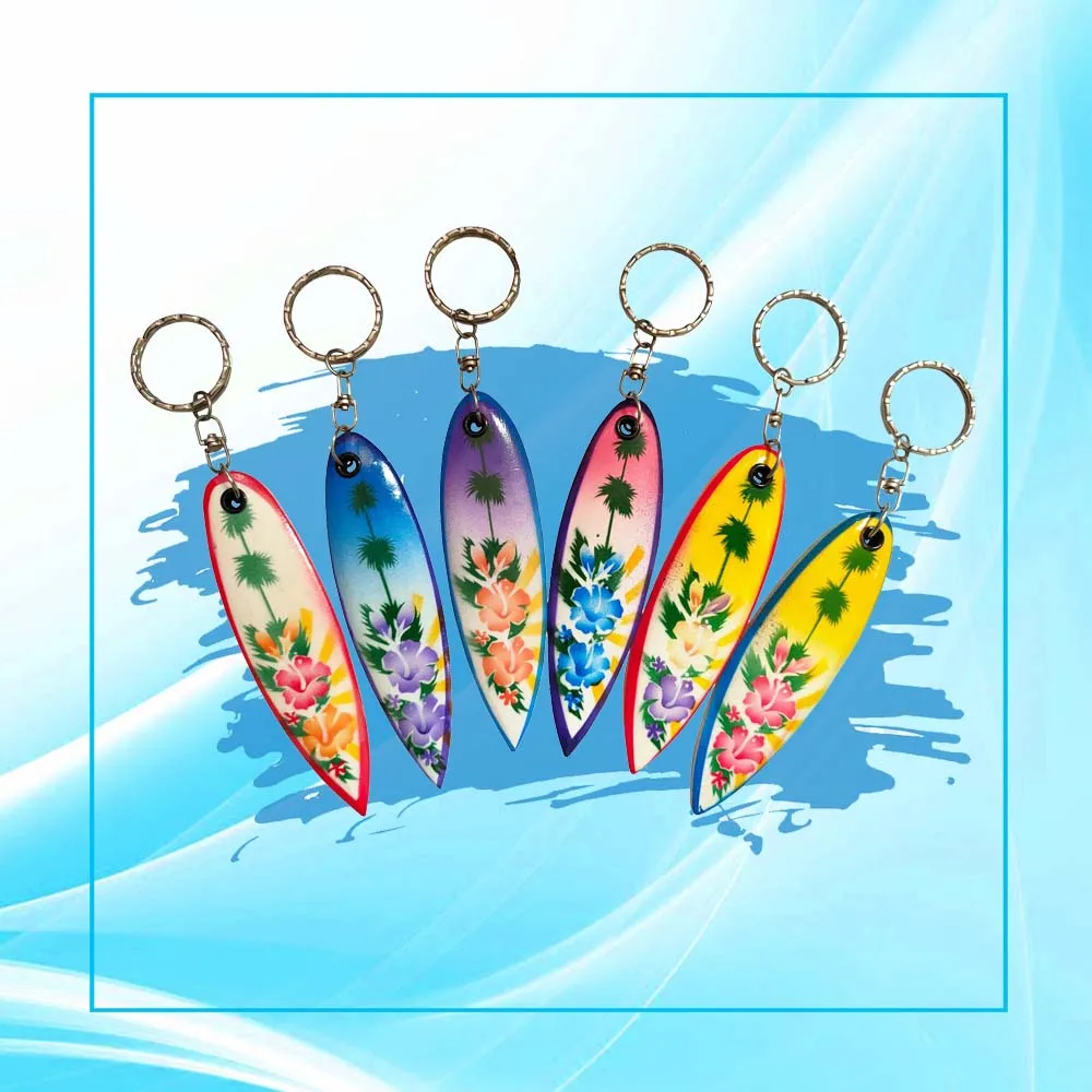 Hot Sale Customized Wooden Flower Surfboard Keyring 10 Cm Handmade ...