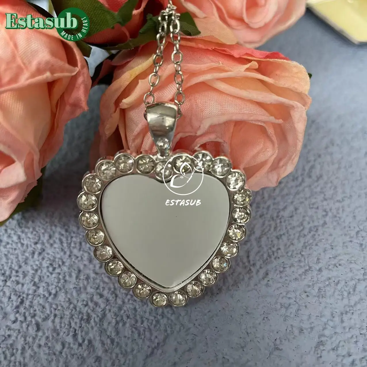 Sublimation Blanks Angel Wings Heart Pendant Locket Necklace With ...