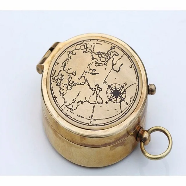 Personalized Pocket Compass - World Map - World Is A Book - Nautical ...