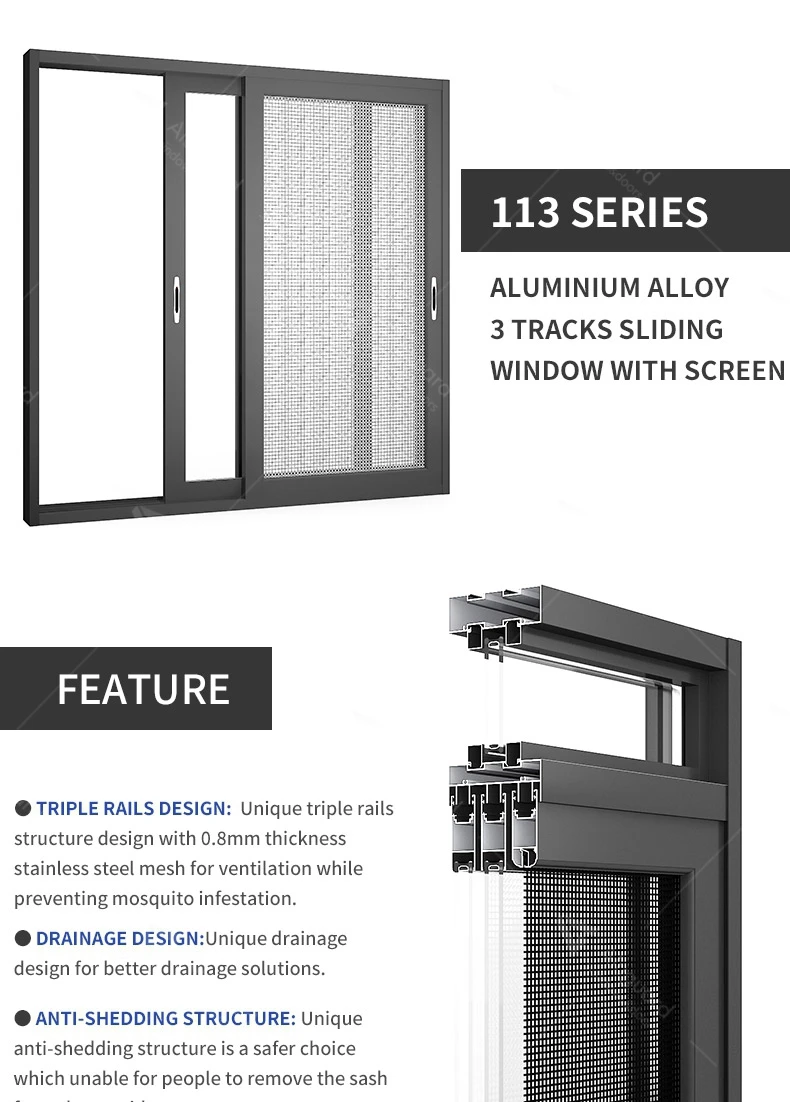 New Design Steel Iron Window Frames Burglar Triple Rails Design Proof ...