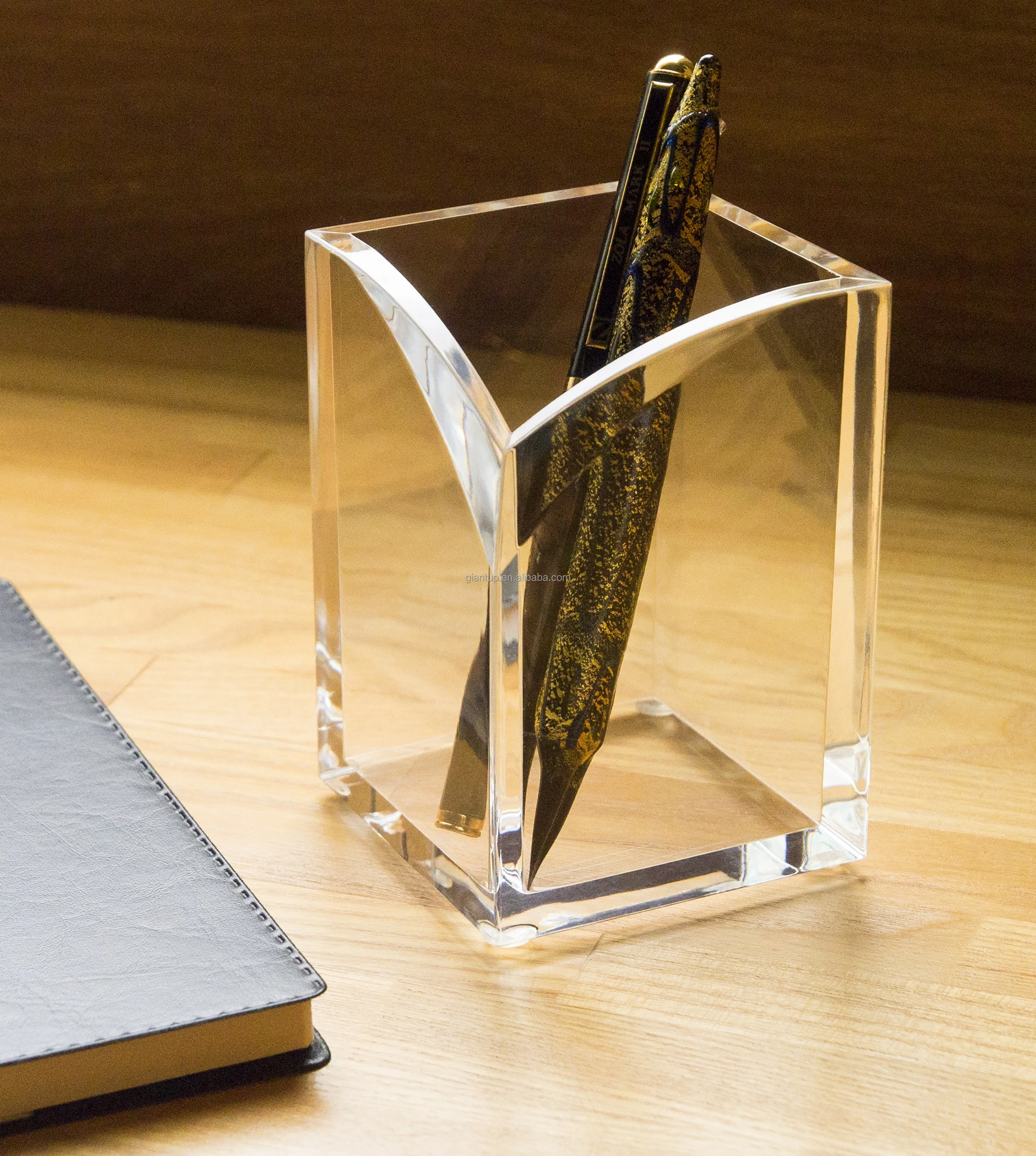 Clear Plastic Acrylic Pen Holder For Office Desktop Stationary Storage ...