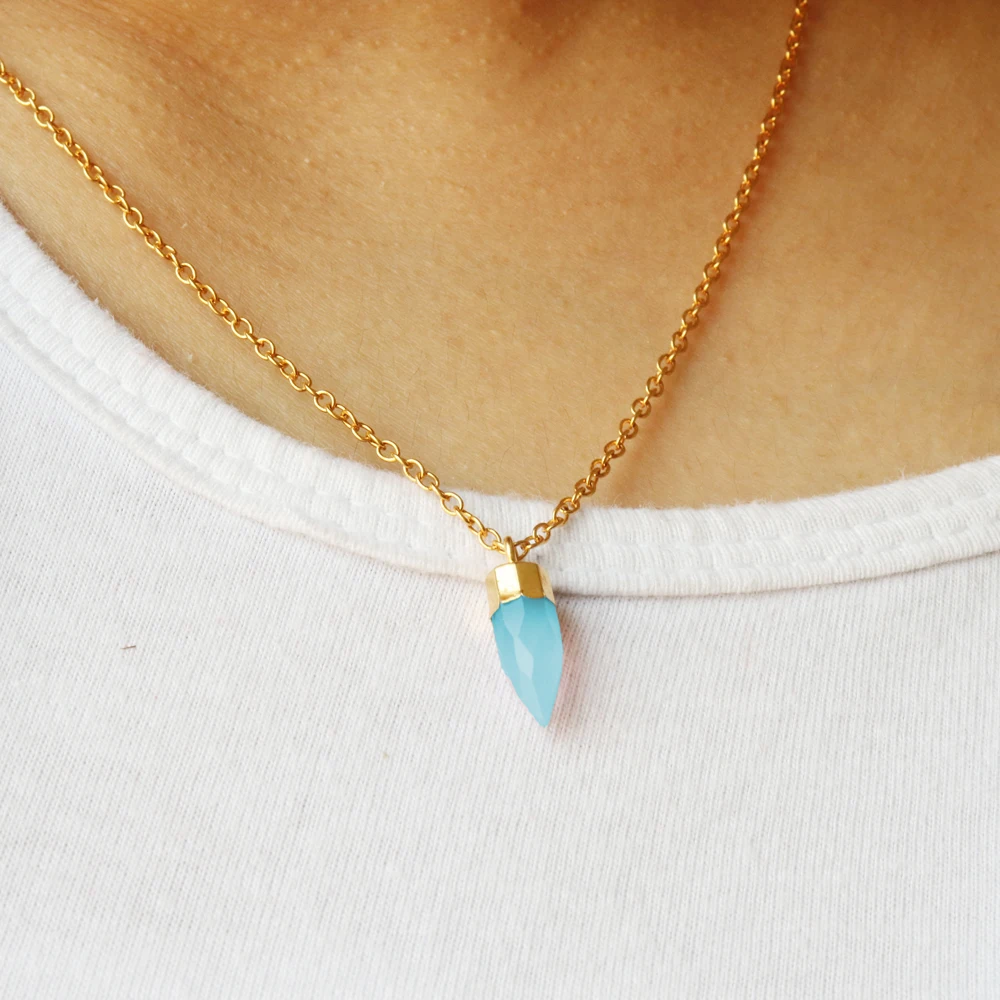 Fine Jewelry Bullet Shape Gemstone Pendant Gold Plated Wholesale Gemstone Faceted Pendant ...